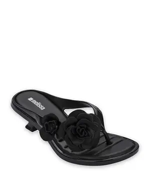 Melissa Thong Kitten Petal Heels - Black