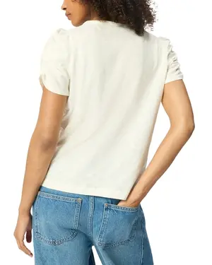 Whistles Round Neck Gathered Sleeve Tee