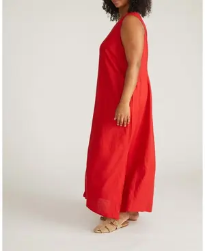 Universal Standard Plus Islet Button-down Linen Maxi Dress