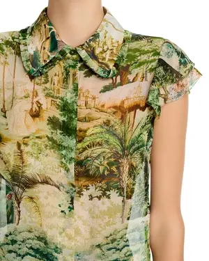 Alice + Olivia Martel Flutter Sleeve Blouse