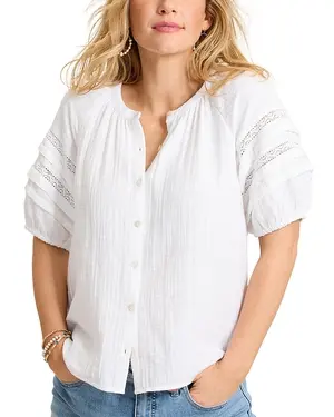 Tommy Bahama Puff Sleeve Top - White