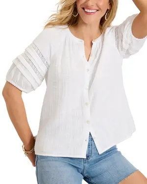 Tommy Bahama Puff Sleeve Top - White