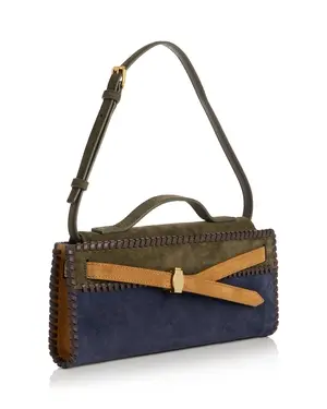 Veronica Beard Dash Suede Clutch Shoulder Bag
