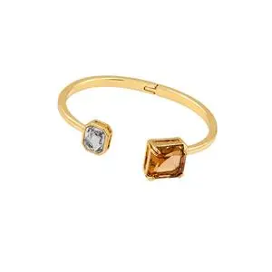 UCHI & SOTO Shikaku Square Stones Open Bangle - Gold