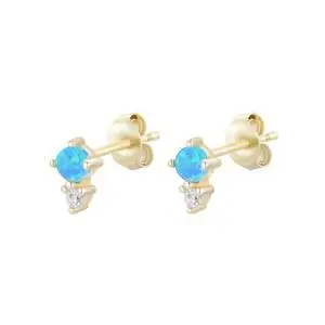 KAMARIA Opal & Crystal Seed Stud Earrings Green - Blue