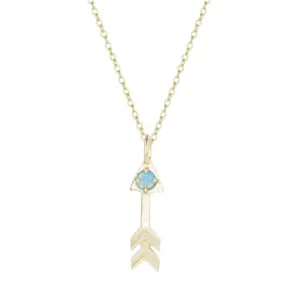 KAMARIA Opal Arrow Charm Necklace - Gold