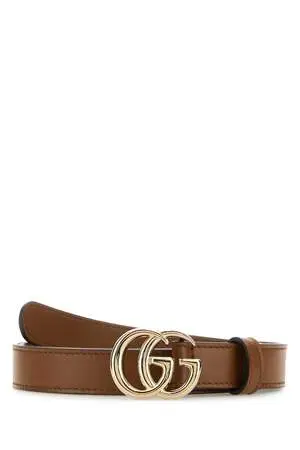 Gucci Leather Gg Belt - Brown