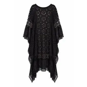MARIELĒ Alessia Caftan Sangallo Linen - Black