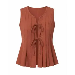 MIND TRAVELER Gigi Linen Top - Brown