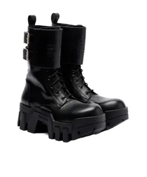 Balenciaga Platform Height-increasing Combat Boots - Black