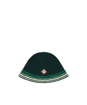 Casablanca Crochet-knit Striped Bucket Hat