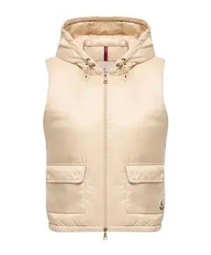 Moncler Lansette Short Longue Saison Down Gilet - Light Beige