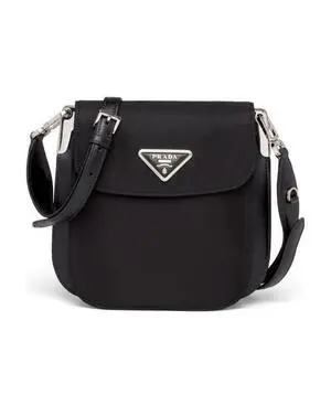 Prada Logo Plaque Shoulder Bag - Black