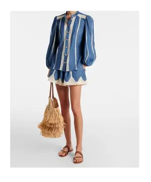 Zimmermann Awaken Lace-trimmed Denim Shorts