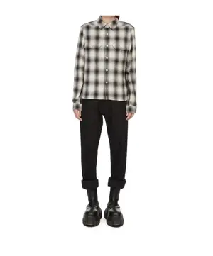 Rick Owens Cropped Plaid Buttoned Overshirt