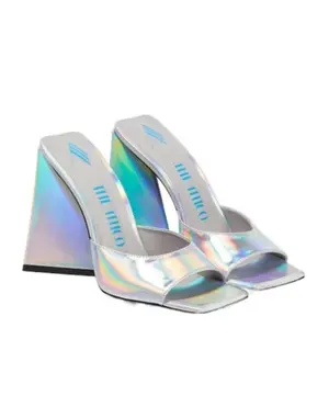 Attico Devon Metallic Leather High-heeled Sandals - White