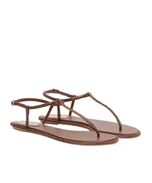 Rene Caovilla Diana Embellished Satin Thong Sandals