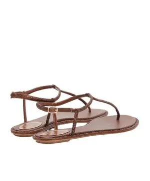 Rene Caovilla Diana Embellished Satin Thong Sandals