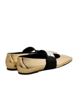 Givenchy Gold Glossy Square-toe Flat Shoes