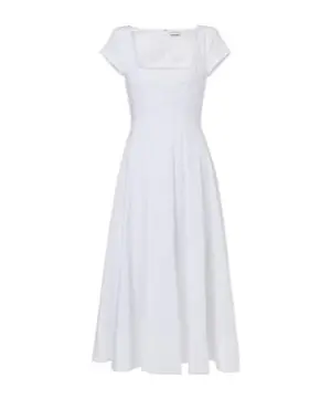 Staud Wells Pleated Midi Dress - White