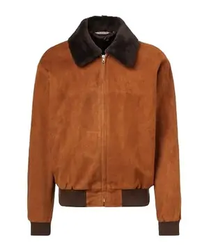 Auralee Shearling-trimmed Suede Aviator Jacket - Brown