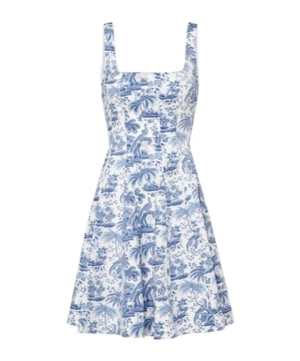 Staud Wells Floral Cotton Minidress - Blue