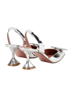 Amina Muaddi Mirrored Leather Slingback Pumps