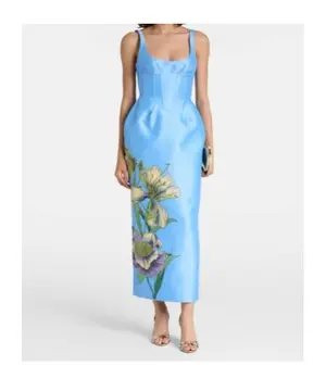 ALEMAIS Donata Floral Taffeta Bustier Dress