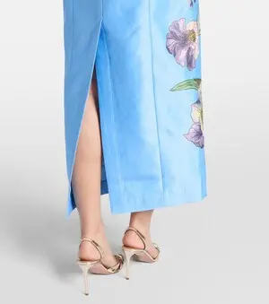 ALEMAIS Donata Floral Taffeta Bustier Dress