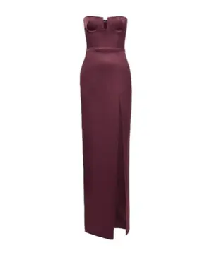 Alex Perry Crêpe Satin Bustier Gown - Red