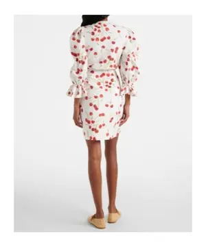ADRIANA DEGREAS Puff-sleeve Cotton-blend Minidress