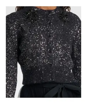 Erdem Embellished Cropped Alpaca-blend Cardigan