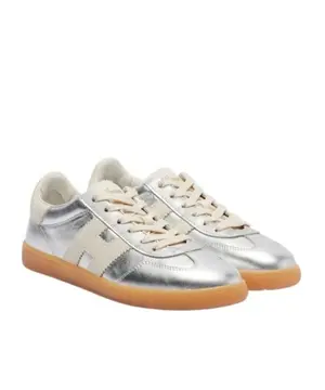 Hogan Cool Metallic Leather Sneakers - White