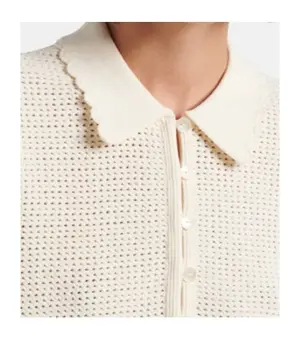 FRAME Daybreak Crochet Scalloped Polo Shirt