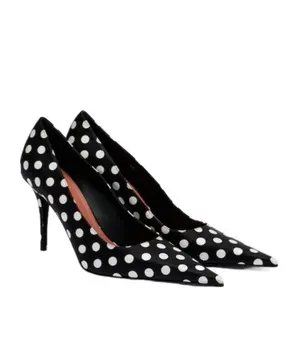 Amina Muaddi Polka Dot High Heels - Black
