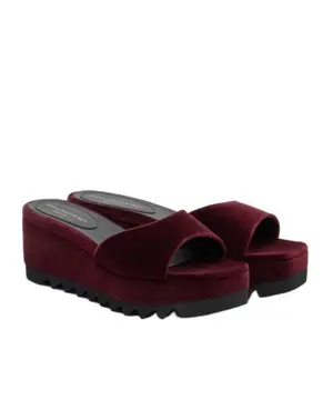 Stella McCartney Velvet Wedge Mules - Brown