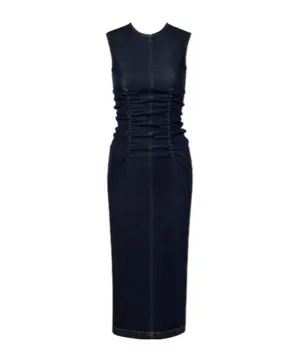 Sportmax Voto Ruched Denim Midi Dress