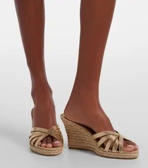 Veronica Beard Metallic Leather Espadrille Wedges