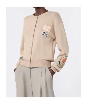 Max Mara Floral Intarsia Embroidered Cardigan