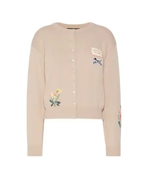 Max Mara Floral Intarsia Embroidered Cardigan - Sand