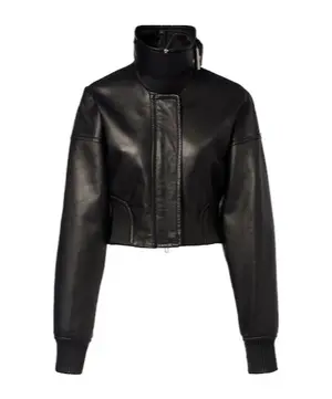 Sportmax Cropped Leather Jacket - Black