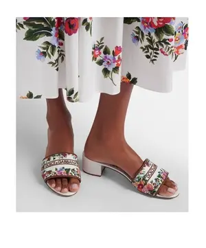 Dolce & Gabbana Leather-trimmed Mules