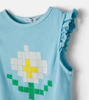 BOBO CHOSES Pixel Daisy Ruffled Cotton Top