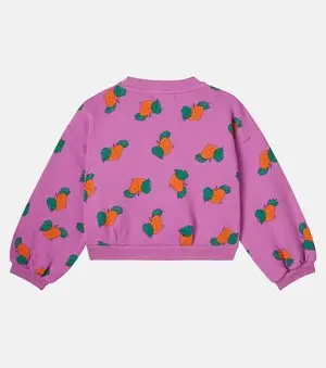 BOBO CHOSES Tangerine Cropped Cotton Sweatshirt