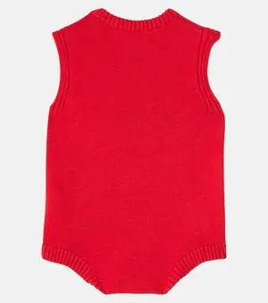 BOBO CHOSES Baby Pixel Strawberry Cotton Playsuit