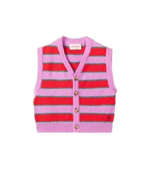 BOBO CHOSES Striped Cotton Sweater Vest - Pink