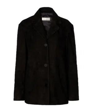 Nour Hammour Solid Suede Blazer