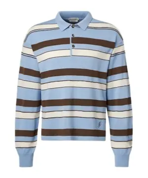 J.W.ANDERSON Striped Long-sleeve Polo - Blue