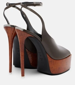 Attico Ornella Leather Platform Slingback Sandals
