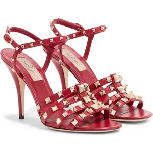 Valentino Garavani Rockstud Ankle Strap Sandal - Red